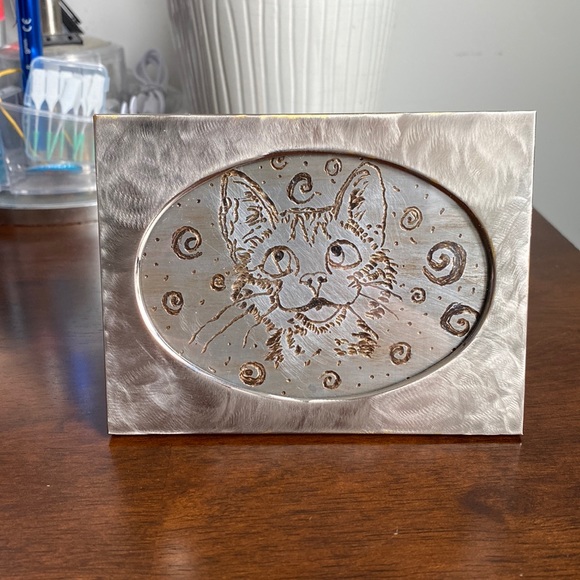 Art | 4x6 Unique Metal Cat Picture And Frame | Poshmark
